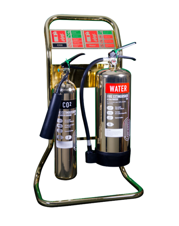 Double Tubular Stand Polished Gold - Exeter Fire Extinguishers