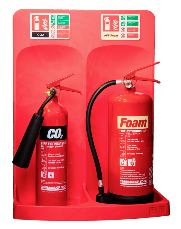 Commander Double Extinguisher Stand Red - Exeter Fire Extinguishers